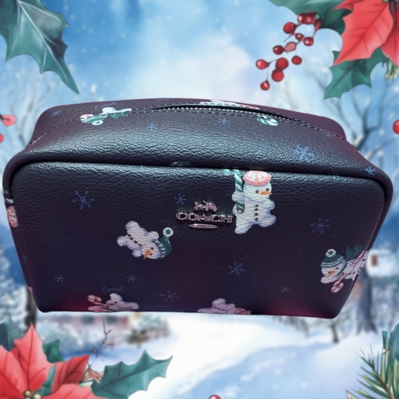 Coach | Bags | Coach C748 Small Boxy Cosmetic Case With Snowman Print ...